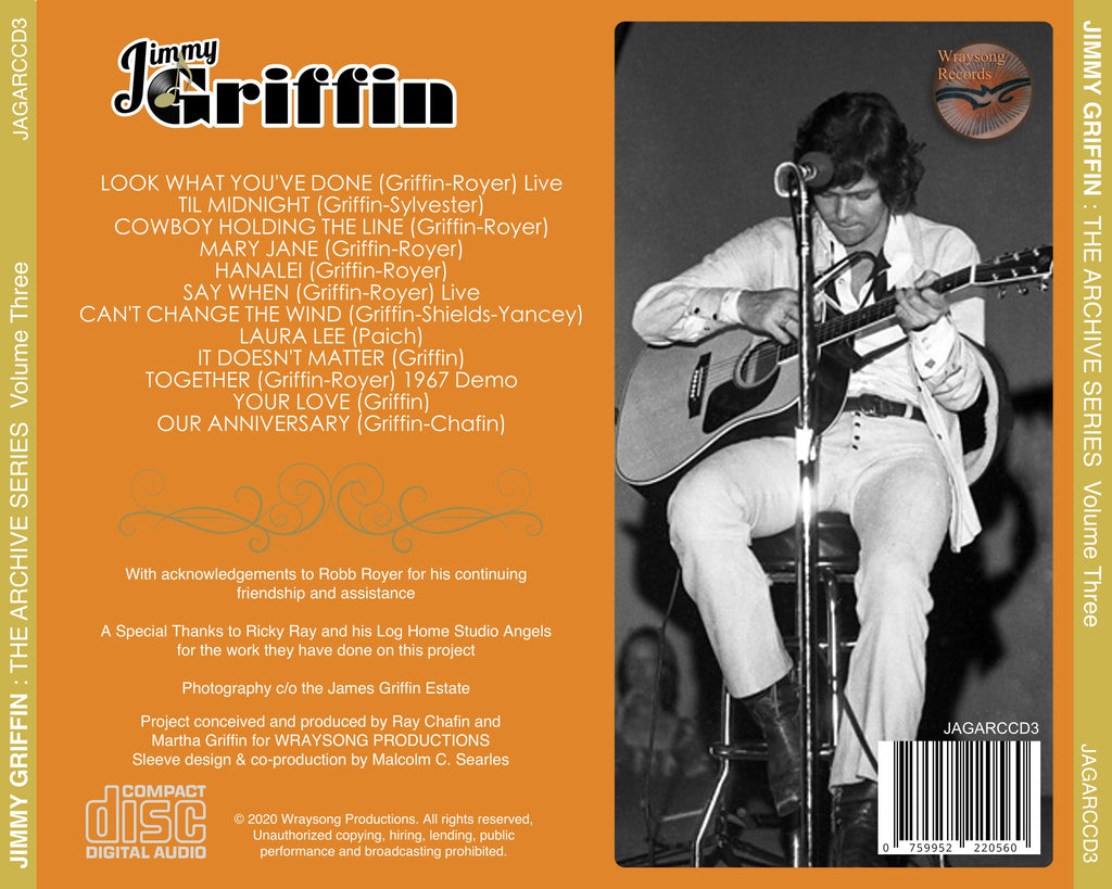 Jimmy Griffin Archive Series Volume Three - Digital Download | Wraysong ...